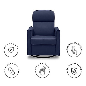 Delta Children Clair Slim Nursery Glider Swivel Rocker Chair, Navy