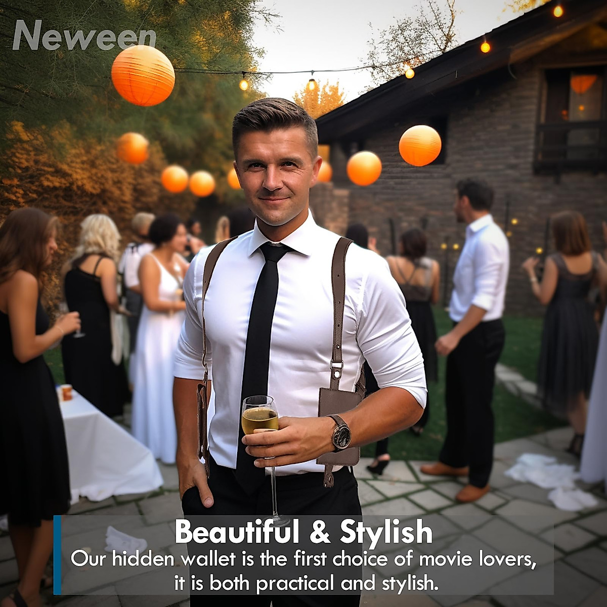 Neween Anti-Theft Hidden Underarm Strap Wallet Pocket Holster Phone Shoulder Holster Bag Leisure Double Shoulder Pouch (Coffee)