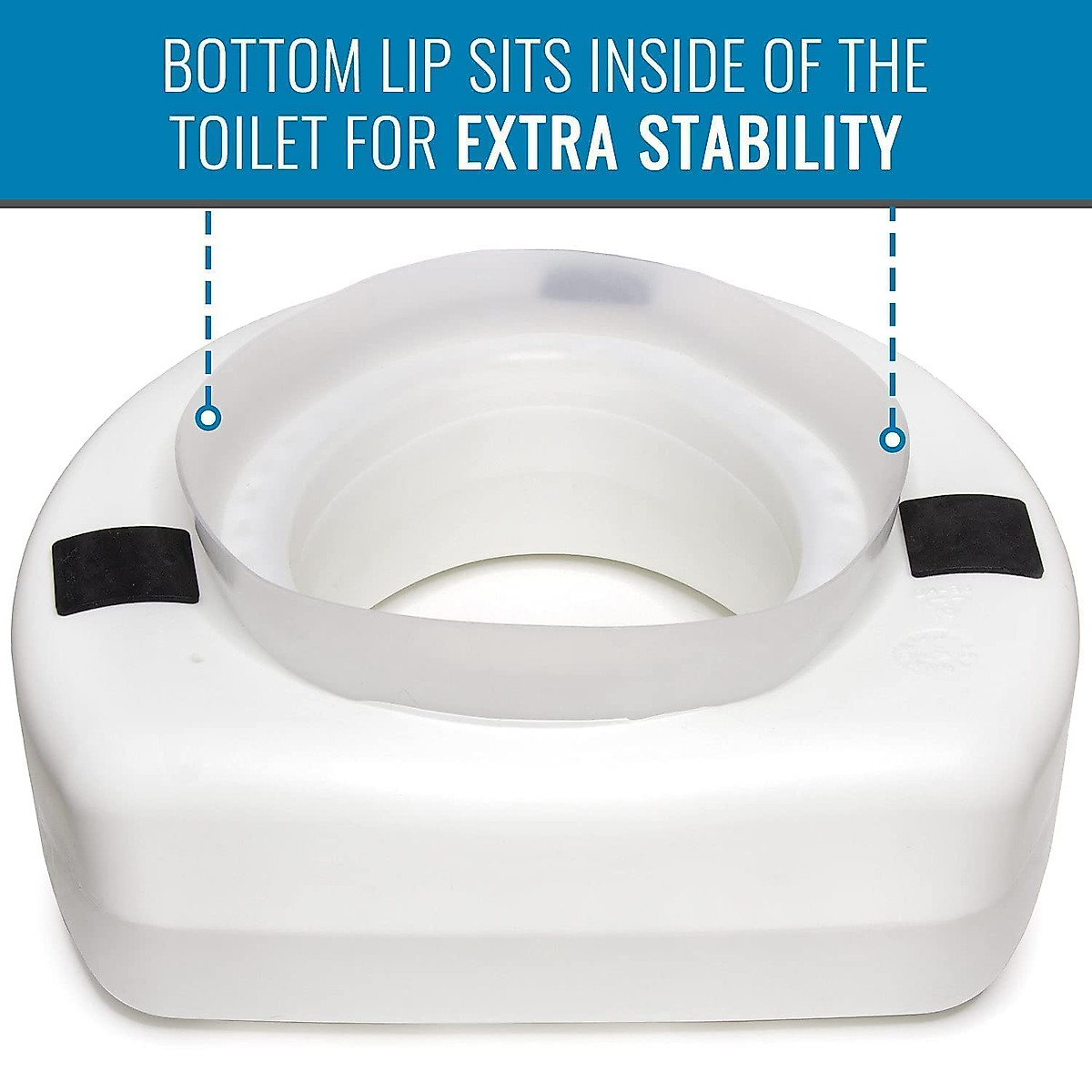 HealthSmart Raised Toilet Seat Riser That Fits Most Standard (Round) Toilet Bowls for Enhanced Comfort and Elevation with Slip Resistant Pads, FSA HSA Eligible, 15.7 x 15.2 x 6.1"