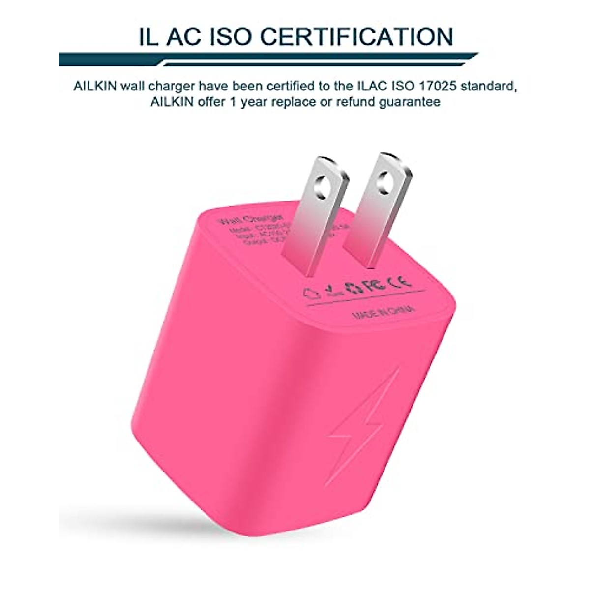 Wall Charger, AILKIN USB Plug Fast Charging Block, Power Adapter Cube 2 Port Charge Travel Brick Cell Quick Chargers Box for iPhone 15/14/13/12 Pro/SE/11Pro Max/XR, Samsung Galaxy S22 S7 S6, HTC, LG