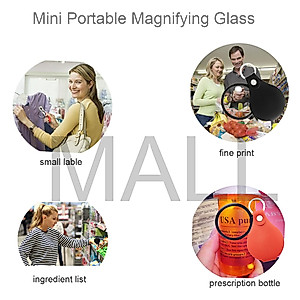 KacoKaco 3Pack 10X Pocket Magnifying Glass with Rotating Protective,Keychain Perfect for Senior Reading,Explore,Fine Prints, Sew,Jewelry, Hobbies, Pendant.