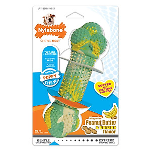 Nylabone Flavor Frenzy Puppy Chew - Puppy Chew Toys for Teething - Puppy Supplies - Peanut Butter & Banana Flavor, Medium/Wolf (1 Count)