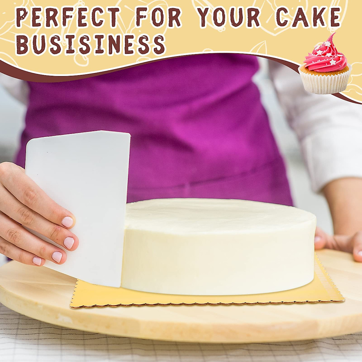 Crtiin 50 Pcs Rectangle Cake Board 14 x 10 Inches Scalloped Cake Boards Dessert Base Quarter Sheet Rectangular Cake Base for Pizza, Pastries Food Trays Greaseproof Pad (Gold)