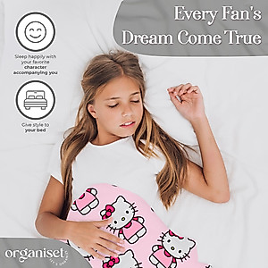 ORGANISET | 50"x 40" | Cute Cartoon Throw Blanket Anime Blanket for Girls, Hello Kitty Blanket for Kids, Kawaii blanket, Hello kitty throw blanket, Super Soft Warmful Flannel Blanket for Couch (Pink)