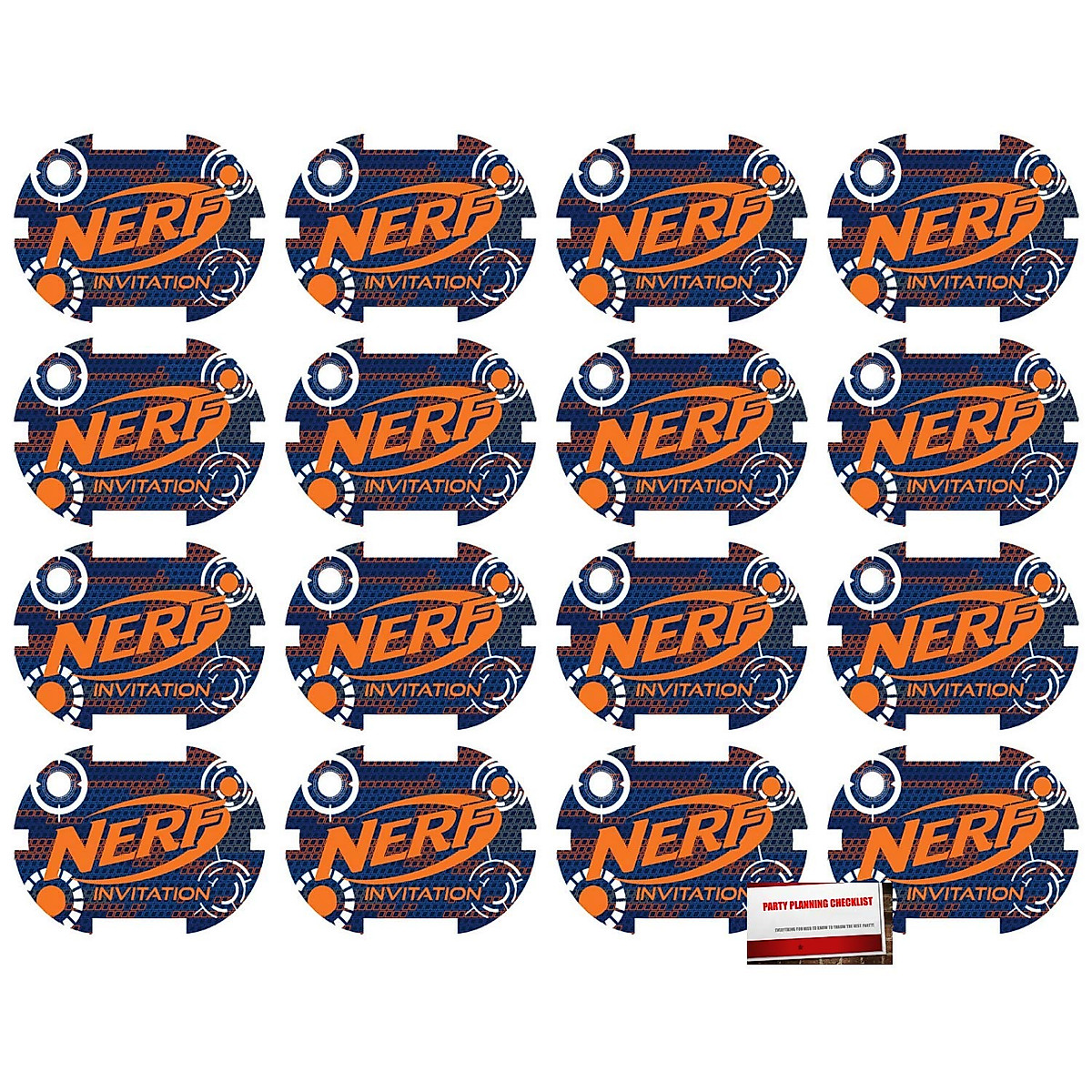 (16 Pack) Soft Dart Battle Invitations Birthday Party Value Pack (Plus Party Planning Checklist by Mikes Super Store)