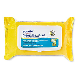 Equate Flushable Hemorrhoidal Medicated Wipes, 48 count, with Witch Hazel, 50% (Pack of 3)