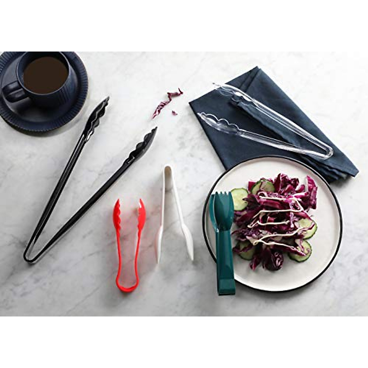 New Star Foodservice 35643 Utility Tong, High Heat Plastic, Scalloped, 9 inch, Set of 12, Clear