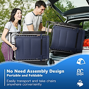 Leteuke Zero Gravity Chair, Oversized Padded Zero Gravity Recliner Lounge Chair with Removable Headrest & Tray, XL Patio Lounge Chair for Lawn, Yard, Outdoor Recliner Support 450 LBS, Gray+Blue