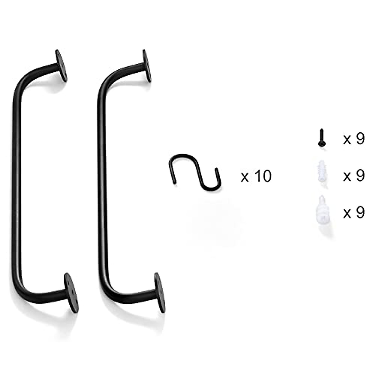 Mkono Mug Holder Wall Mounted Coffee Cup Rack Hanger Modern Metal Wall Rack with 10 Mug Hooks Rustic Utensil Tea Cups Storage Organizer for Kitchen Dining Room Coffee Bar, Set of 2, Black