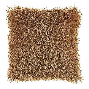 Signature Design by Ashley Jasmen Boho Shag Throw Pillow, 18 x 18 Inches, Golden Orange