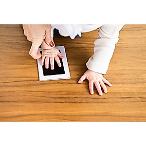 Pearhead Babyprints Wall Mount Frame, Handprint and Footprint Making Kit with Clean-Touch Ink Pad, Gender-Neutral Baby Keepsake Picture Frame, White