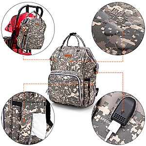 LiveGo Large Diaper Bag Backpack, Multifunctional Travel Baby Changing Bag for Dad/Mom with USB Charging Port Stroller Straps Waterproof Mommy Baby Diaper Bag Travel Backpack