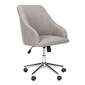 Safavieh Home Adrienne Grey Linen and Chrome Leg Tufted Swivel Office Chair