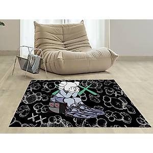 Hypebeast Area Rug 3D Digital Print Modern Abstract Art Pop Carpet Cool Hypebeast Room Decor Rug for Living Room Bedroom Playroom Non-Slip Floor Mat 5' x 7'