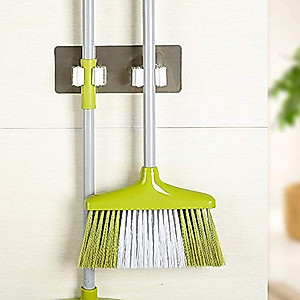 Midress Mop and Broom Holder Wall Mounted Mop Organizer Holder Broom Mop Holder Brush Broom Hanger Storage Rack Kitchen Tool Hanger with 2 Racks (Multi-Colored)