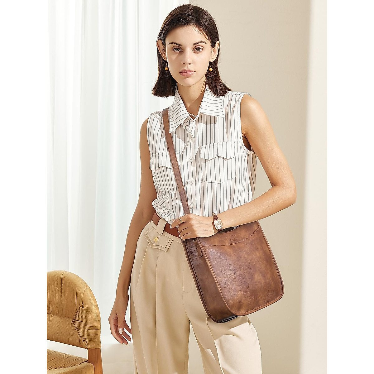 CLUCI Crossbody Bags For Women Trendy Vegan Leather Purses For Women Shoulder Bag with Two Strap