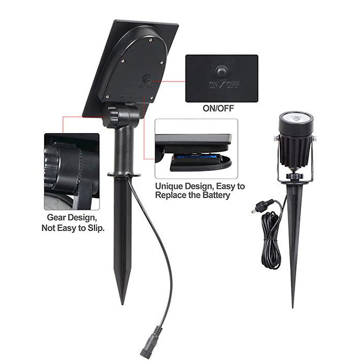 ZHUANYIYI Outdoor Solar Ground-Insertion Spotlights, Courtyard Lawn Landscape Lighting, Home Garden Pavement Decorative Lights