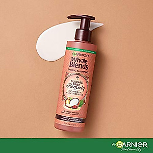Garnier Whole Blends Sulfate Free Remedy Coconut Oil & Cocoa Butter Taming Shampoo and Conditioner Set for Very Frizzy Hair with Sample, 12 Fl Oz, 1 Kit (Packaging May Vary)