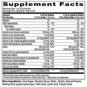 OLLY Kids Multivitamin + Probiotic Gummy, Digestive and Immune Support, Vitamins A, D, C, E, B, Zinc, Kids Chewable Supplement, Berry, 50 Day Supply - 100 Count (Pack of 1)