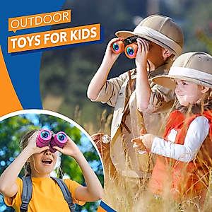 LET'S GO! 3-8 Year Old Boy Girl Toys: Shockproof Binoculars for Kids Bird Watching Camping Hiking, 3 4 5 6 7 Year Old Boys Girls Toddler Outdoor Toy Travel Binoculars for Kid Ages 4-7