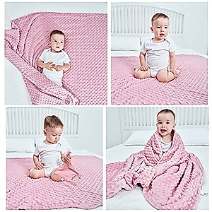 Minky Baby Blanket for Girls Large Size 43" x 60" Baby Minky Blanket Fleece Plush Baby Blanket Super Soft Double Layer Minky Dot Baby Blanket (Pink Gray