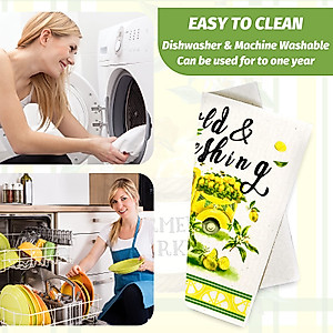 AnyDesign 6Pcs Lemon Swedish Kitchen Dishcloths Summer Fresh Lemons Dish Towels Yellow Lemon Pattern Cotton Absorbent Cleaning Cloth for Summer Holiday Home Party Housewarming, 6.7 x 7.7 Inch