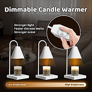 Dimmable Candle Wax Warmer Lamp - Candle Melter Fits YKLarge Jar, Metal Electric Lantern for Scented Candle, Universal Fit Top-Down Candle Melting for Home Decor Valentine's Day Gift,White,2 Bulb