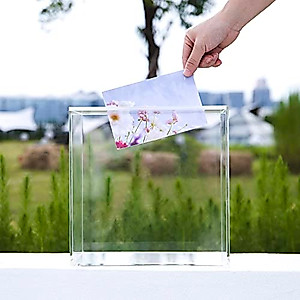 WHSLILR 10” Acrylic Card Box - Wedding Card Box for Reception, Birthday, Party, Money Box, Wishing Well, Graduation Party, Elegant Large Clear Card Box-ACB001-WZ