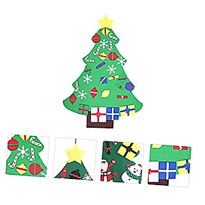 TOYANDONA 1 Set Felt Christmas Tree Nativity Ornaments Homemade Ornaments Hand Decor Christmas Wall Sign Felt Wall Christmas Tree DIY Christmas Ornaments Felt Cloth Green DIY Christmas Tree