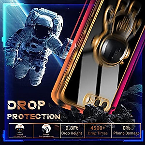 Coralogo for iPhone 7 Plus/iPhone 8 Plus Case Astronaut Cute for Women Girls Girly Unique Black Phone Cases with Astronaut Hidden Stand Kickstand 6D Design Cover for iPhone 7Plus/8Plus 5.5 inch