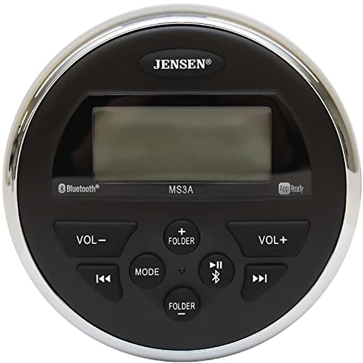 Jensen MS3A AM|FM|USB Waterproof Compact Bluetooth Stereo with App Control, 160 watts (40W x 4), Bluetooth Streaming Audio (A2DP/AVRCP), Rear USB for MP3, Rear AUX in (RCA), Line-Out (RCA) (Renewed)
