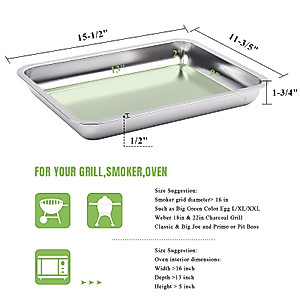 KAMaster 15.5 in 304 Stainless Steel Roasting Pan Non-Stick Big Roaster Pan,Large XLarge Green Eggs Grilling Pan or Drip Pan for Turkey,Durable Baking Pan Lasagna Pan,Dishwasher Safe