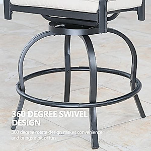 Ulax Furniture 2-Piece Patio Swivel Bar Stools Outdoor Bar Height Chairs Patio Metal Bistro Chairs with Seat Cushion for Backyard, Patio, Lawn, Garden