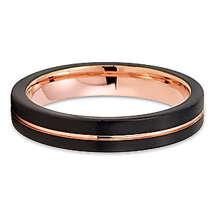 Silly Kings Rose Gold Tungsten Ring,Rose Gold Tungsten Wedding Band,Black Tungsten Ring,Hammered Ring, 7mm