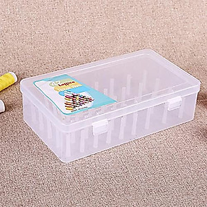 LUKEO Portable Box Sewing Bobbins Threads Storage Sorting Case Organizer Translucent Clear Spools