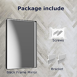 ISKM Black Bathroom Mirror for Wall 48" x 32" Matte Black Framed Vanity Mirror Anti-Rust Tempered Glass Hangs Horizontal or Vertical