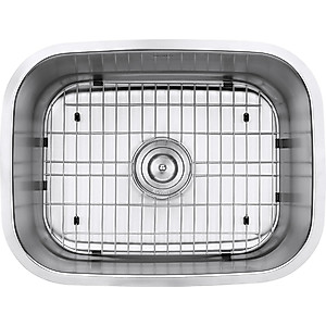 Ruvati RVM4132 Undermount 16 Gauge 24" Kitchen Single Bowl Sink, Stainless Steel