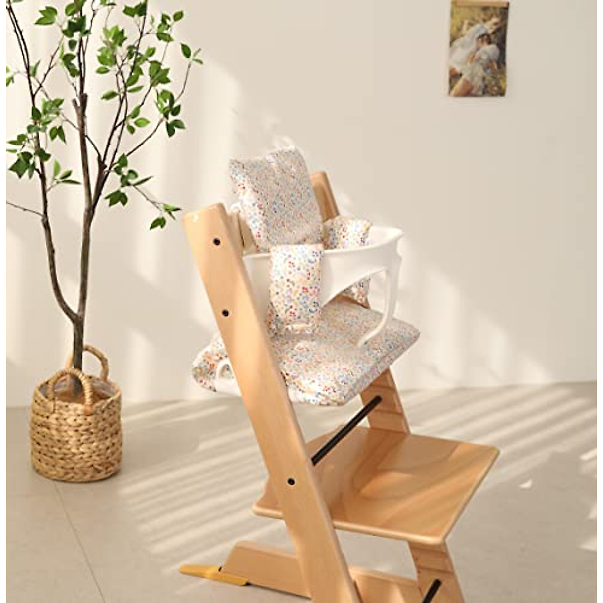 Gembebe Waterproof & Compatible Stokke Tripp Trapp Cushion Set - Easy to Clean Stokke Tripp Trapp Newborn Set - 100% Cotton Stokke Tripp Trapp High Chair Cushion Set (Flower Garden / 49.5 Counts)