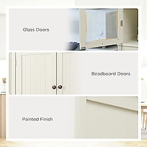 HOMCOM Freestanding Kitchen Pantry, 5-Tier Storage Cabinet with Adjustable Shelves and Drawer for Living Room, Dining Room, Cream White