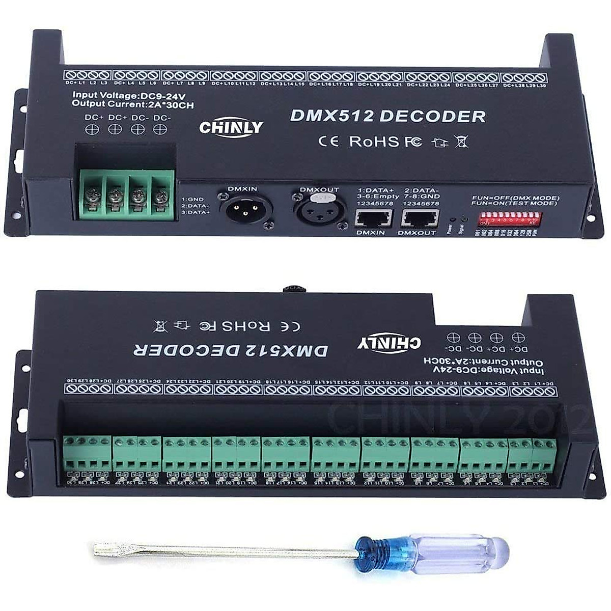 30 Channel DMX decoder 512 RGB LED Strip Controller DMX dimmer DC9V-24V 2A/CH