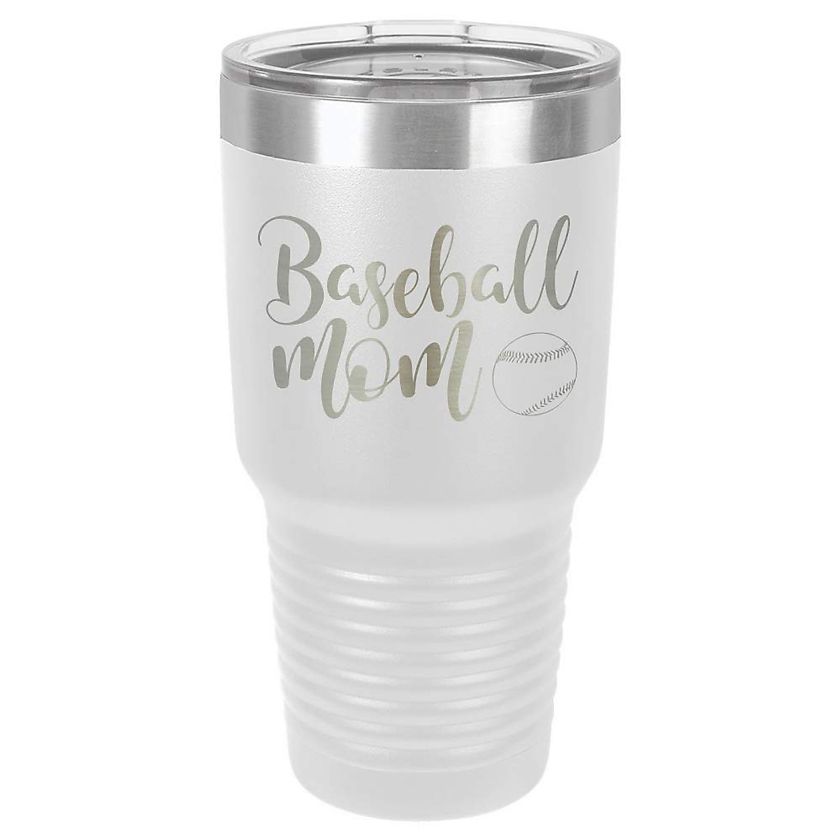BASEBALL MOM WHITE 30 oz Drink Tumbler With Straw | Laser Engraved Travel Mug With Funny Quotes | Compare To Yeti Rambler | Mother's Day Gift Idea | OnlyGifts.com