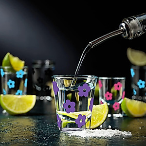 Roshtia 6 Pcs 1.5 oz Cute Shot Glasses Bulk Tequila Shot Glasses Daisy Funny Shot Glasses Glass Shot Cups for Vodka Whiskey Espresso Birthday Bachelorette Party Bride Shower Gifts