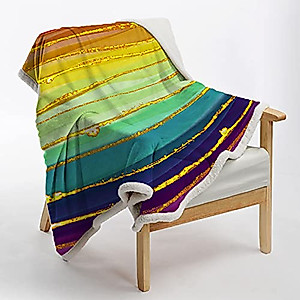 Colorful Glitter Rainbow Plush Fluffy Fleece Blanket, Faux Fur Throw Blanket, Super Soft Throw Blanket for Sofa, Couch and Bed