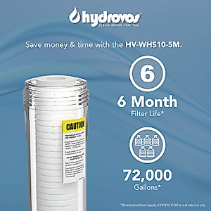Hydrovos 2.5" x 10" 5 Micron Whole House Water Filter, NSF Certified 10 Inch Sediment Filter with 6-Month Filter Life, 4 Pack