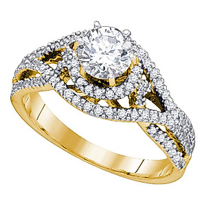 Dazzlingrock Collection 14K Yellow Gold Women's Round Diamond Woven Openwork Engagement Ring 7/8 ctw