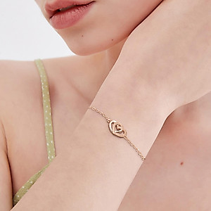 Desimtion Rose Gold Ankle Bracelets for Women,Heart Foot anklet Large Bracelet, Birthday Christmas Anniversary Jewelry Gifts for Mom Wife Girlfriend Her