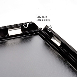 M&T Displays Opti Snap Poster Frame 11x17 Inch Black 1" Aluminum Profile Front Loading Wall Mounting Photo Picture Document Certificate Sign Holder Mitered Corner Anti Glare Cover (20 pack)