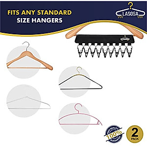 LASOSA Hat Organizer for Closet, Set of 2 - Space-Saving Cap Rack for Baseball Hats, Beanies, Scarves and More - Portable, Adjustable and Easy to Install - Premium Quality, Durable Design (Black)