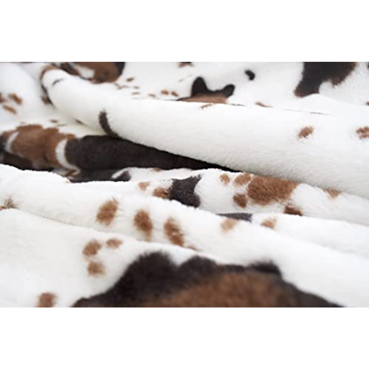 NativeSkins Faux Cowhide Throw Blanket (4.2 x 5.3 ft) - Plush and Cozy Cow Print