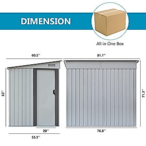 5' x 7' Outdoor Storage Shed, Metal Sheds & Outdoor Storage with Lockable Door and Vents, Garden Shed Tool Storage Shed for Backyard Patio Lawn, White